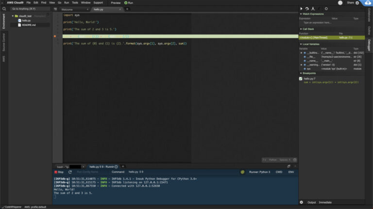 【AWS】Cloud9上でPythonソースを作成・実行する | prtn-blog
