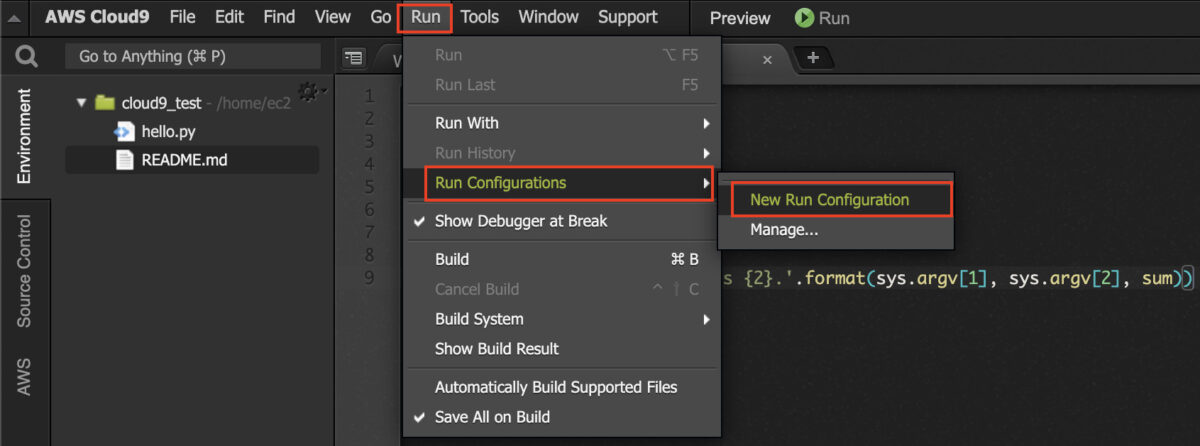 【AWS】Cloud9上でPythonソースを作成・実行する | prtn-blog